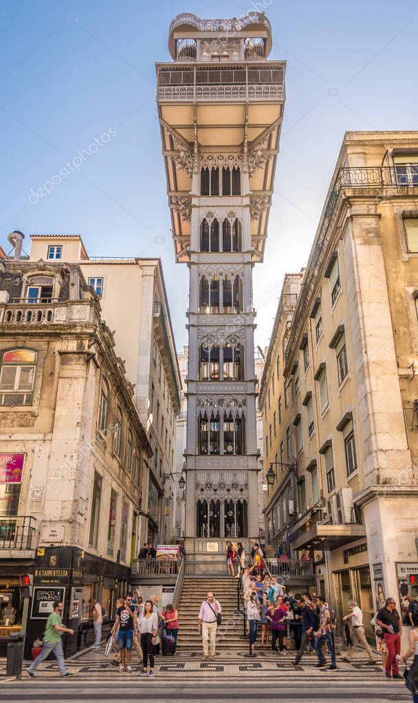 Santa Justa lift in the streets of Lisbon - Portugal – Stock Editorial ...