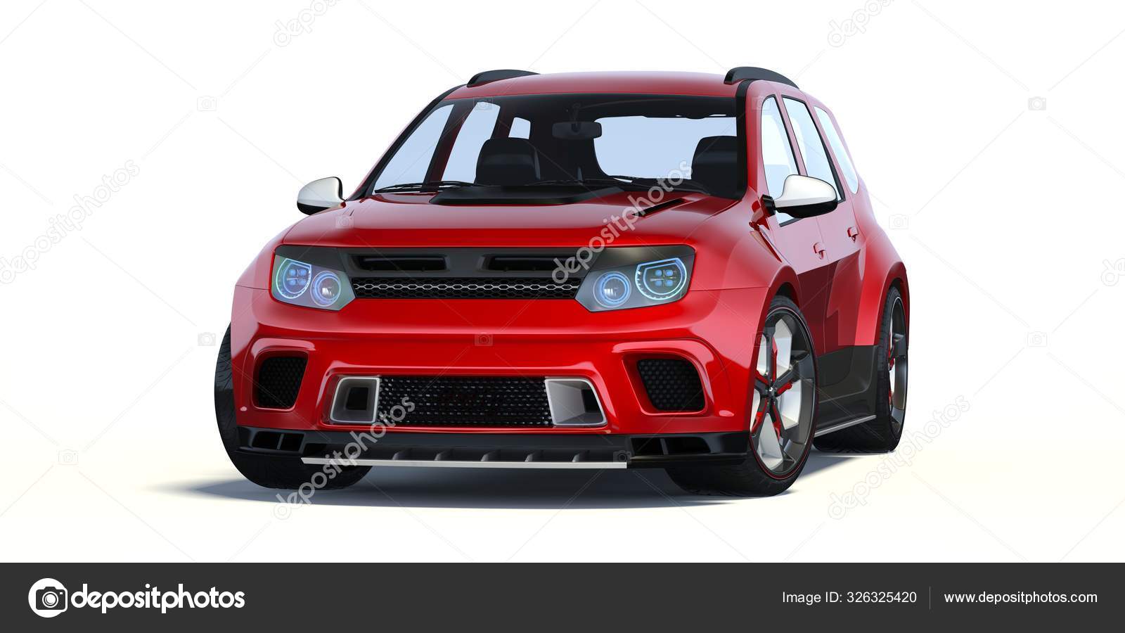 Rendering Brand Less Generic Concept Car Isolated White Stock Photo by ...