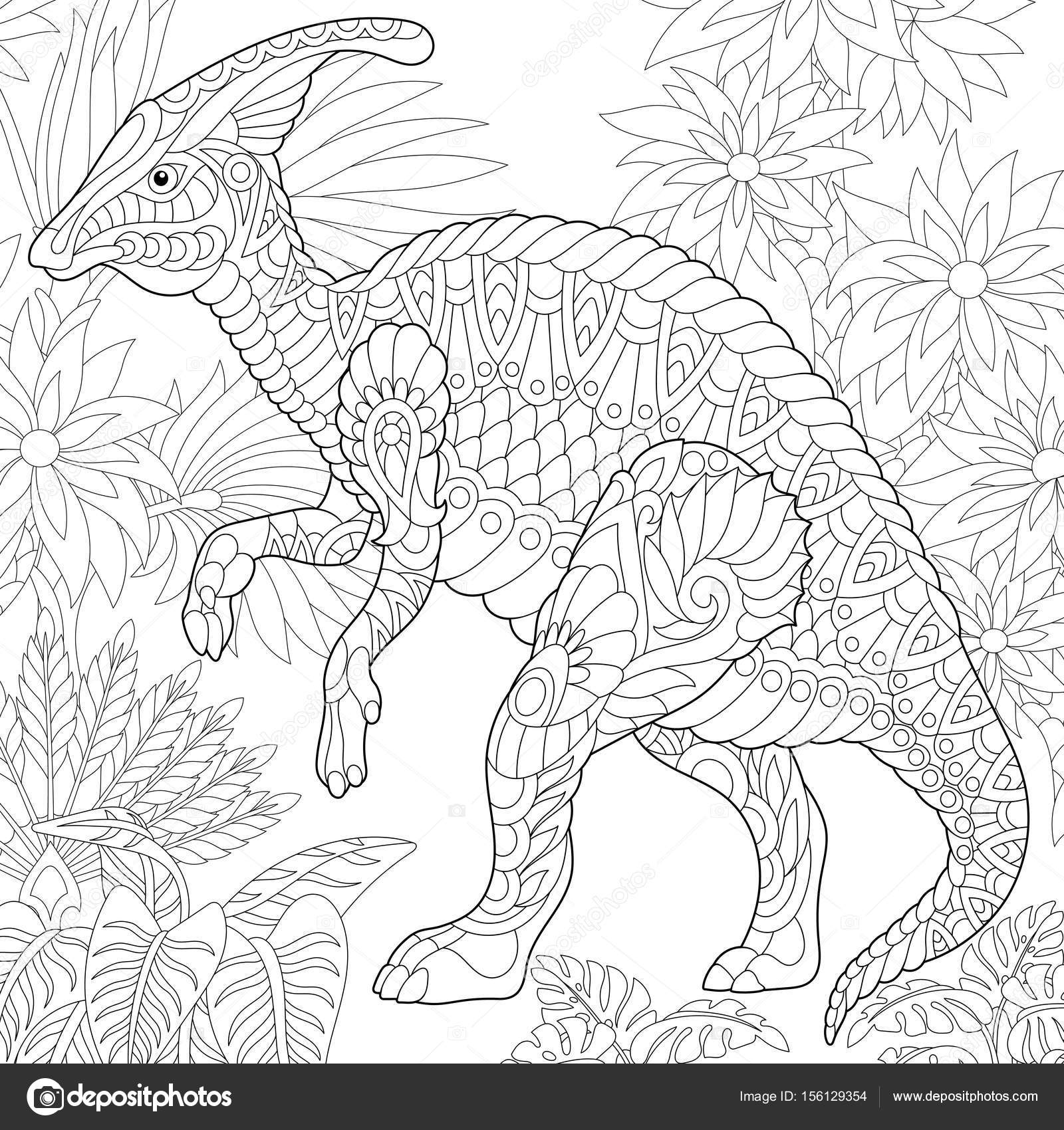 Zentangle hadrosaur dinosaur Stock Vector Image by ©Sybirko #156129354