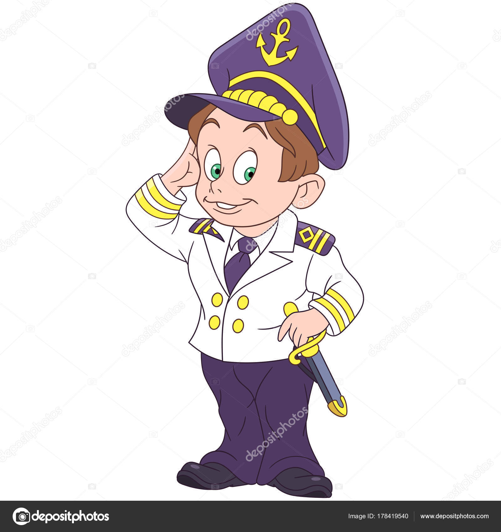 Cartoon marine captain Stock Vector Image by ©Sybirko #178419540