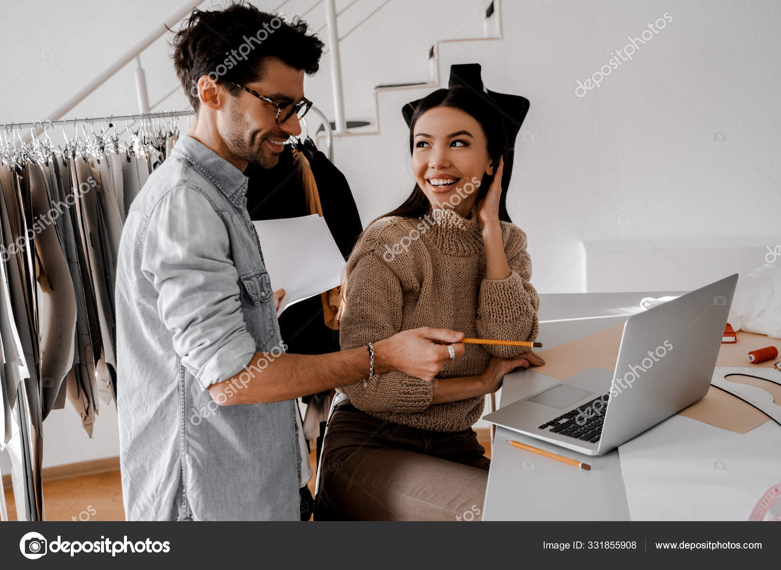 Dressmaking Tailoring School Teacher Man Stylish Elegance Showing His ...