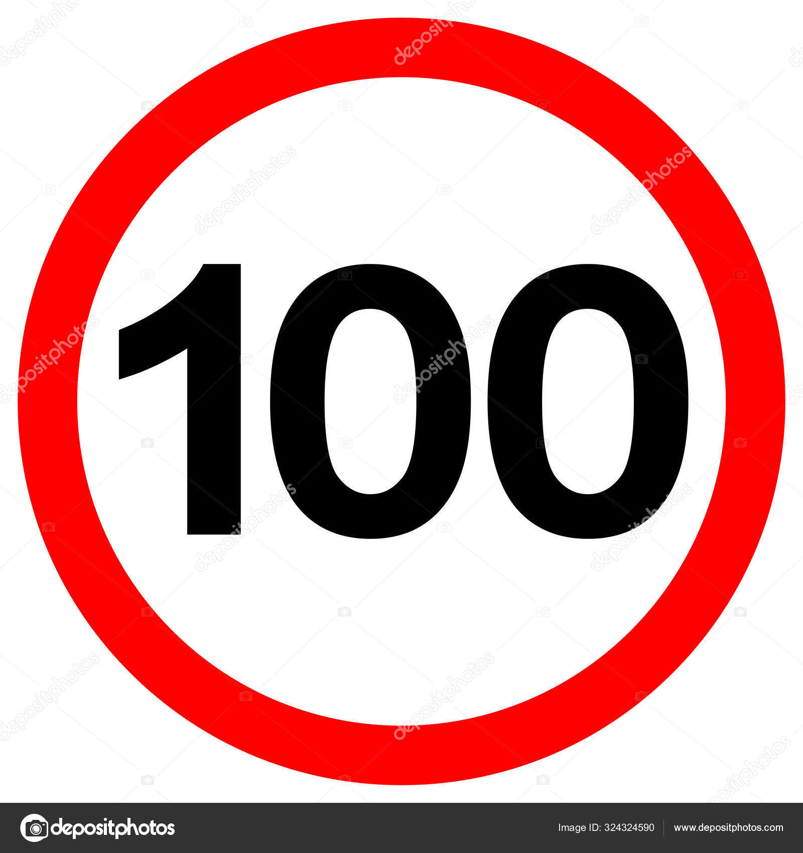 Speed Limit 100 Traffic Sign,Vector Illustration, Isolate On White ...