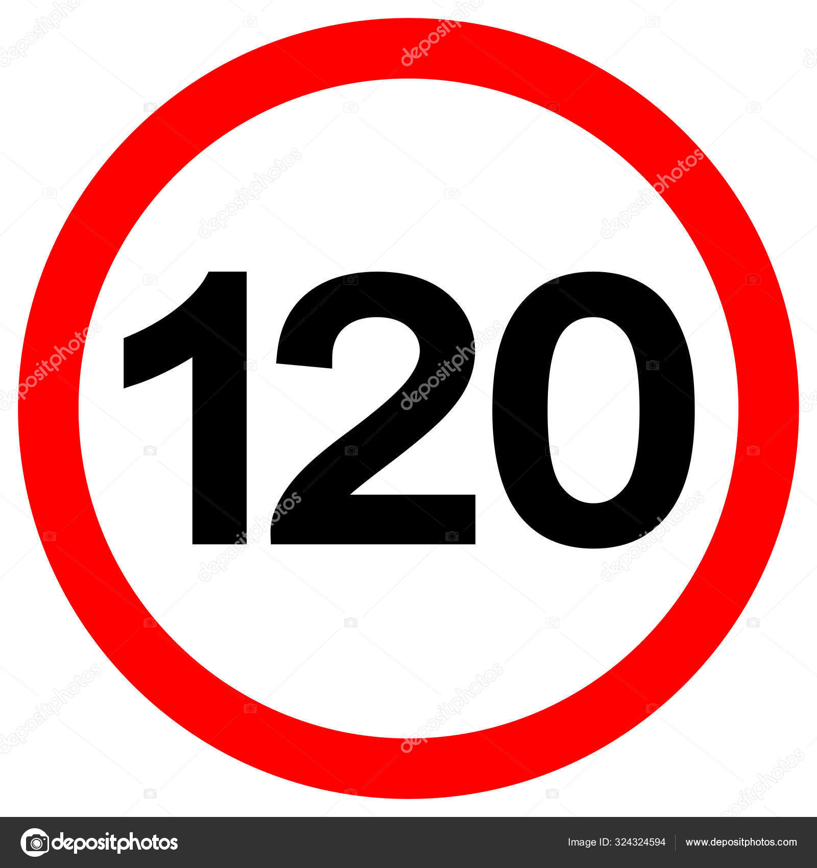 Speed Limit 120 Traffic Sign,Vector Illustration, Isolate On White ...