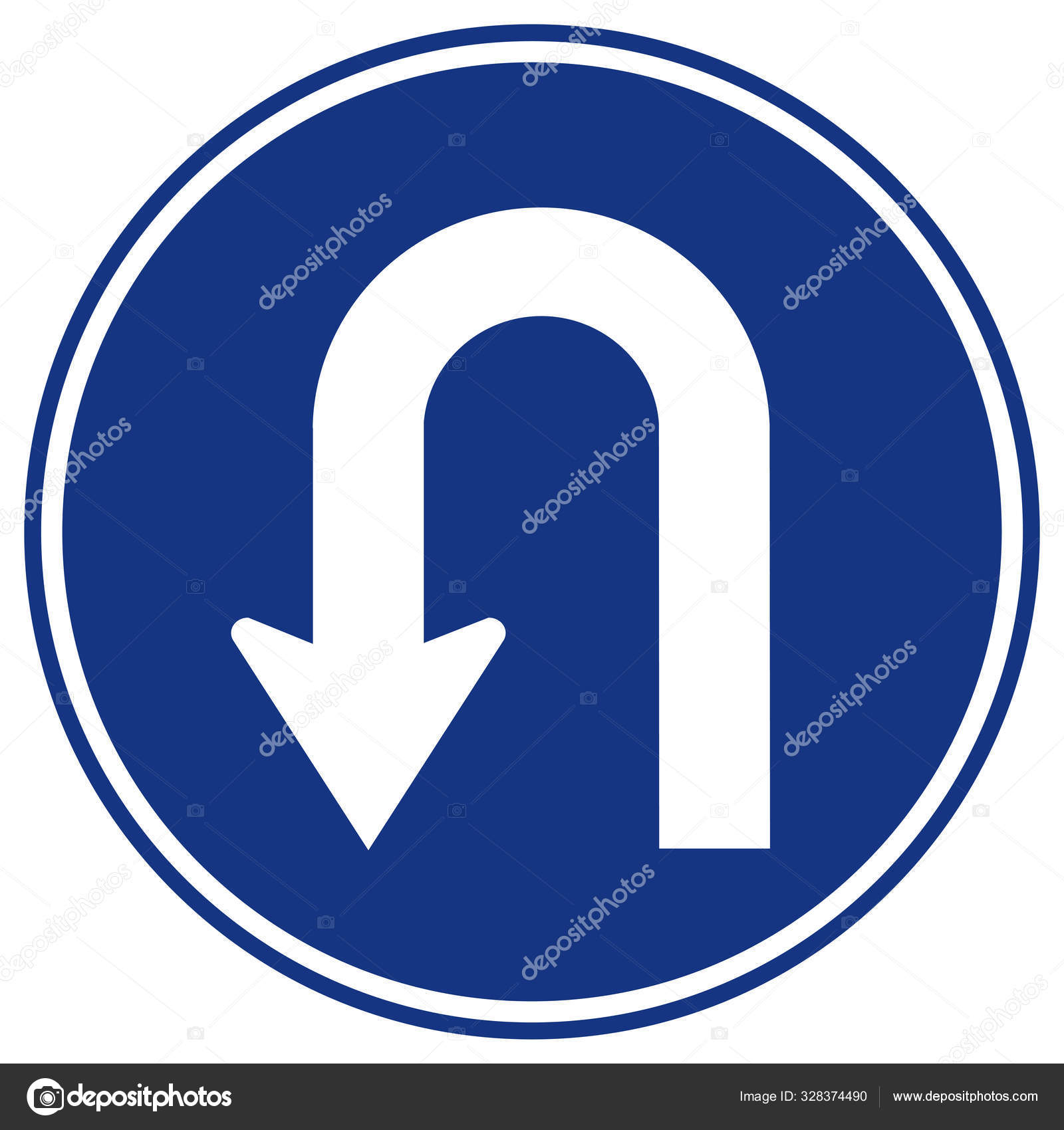 U-Turn Left Traffic Road Sign,Vector Illustration, Isolate On White ...