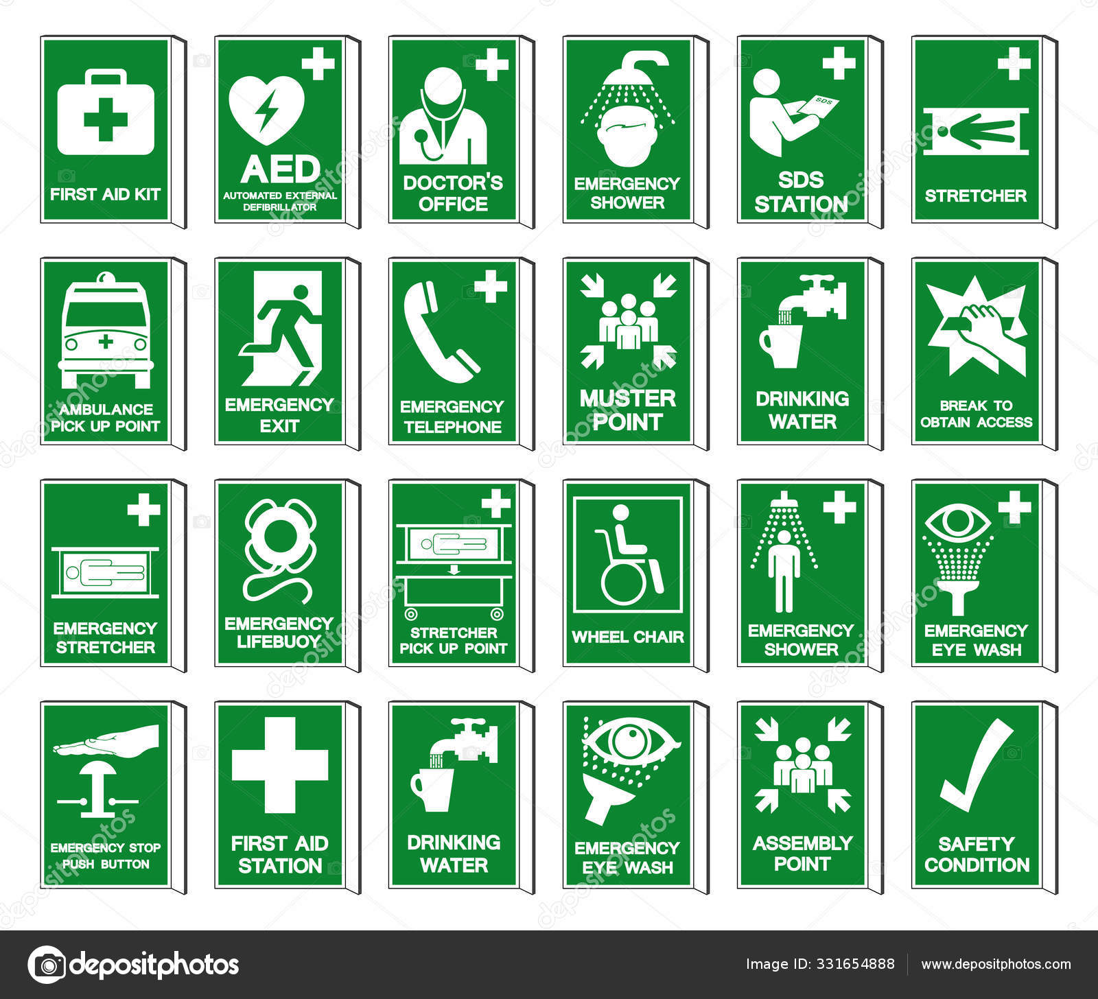 Set Of Safety Condition Collection Symbol Sign, Vector Illustration ...