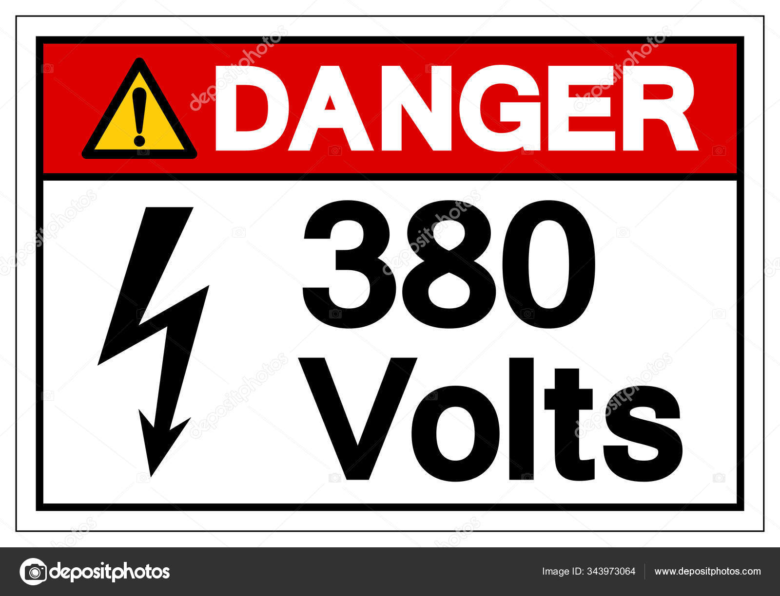 Danger 380 Volts Symbol Sign, Vector Illustration, Isolate On White ...