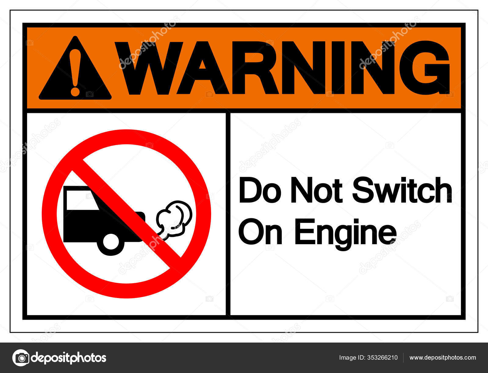 Warning Switch Engine Symbol Sign Vector Illustration Isolate White ...