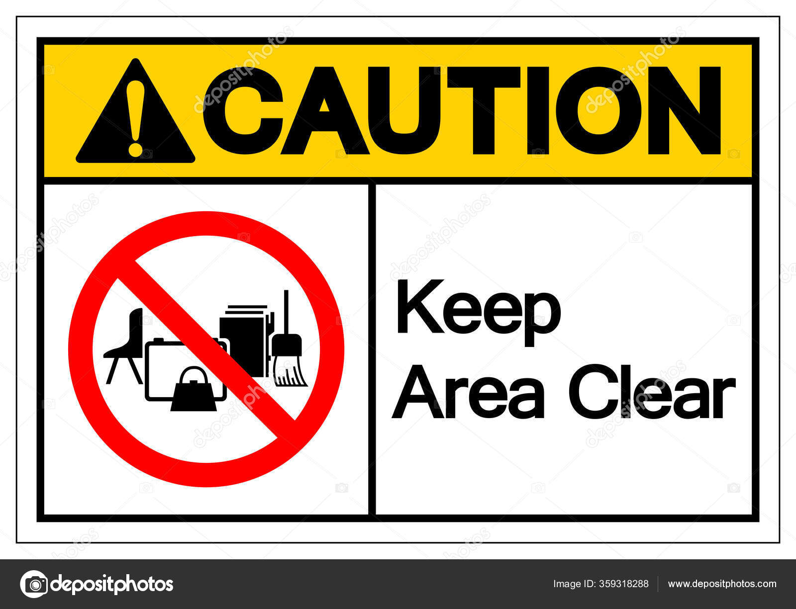 Caution Keep Area Clear Symbol Sign Vector Illustration Isolate White ...