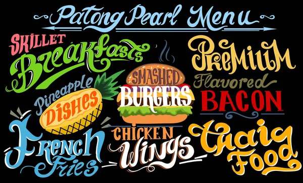 Retro vintage style fast food design lettering. Set of Calligraphic ...
