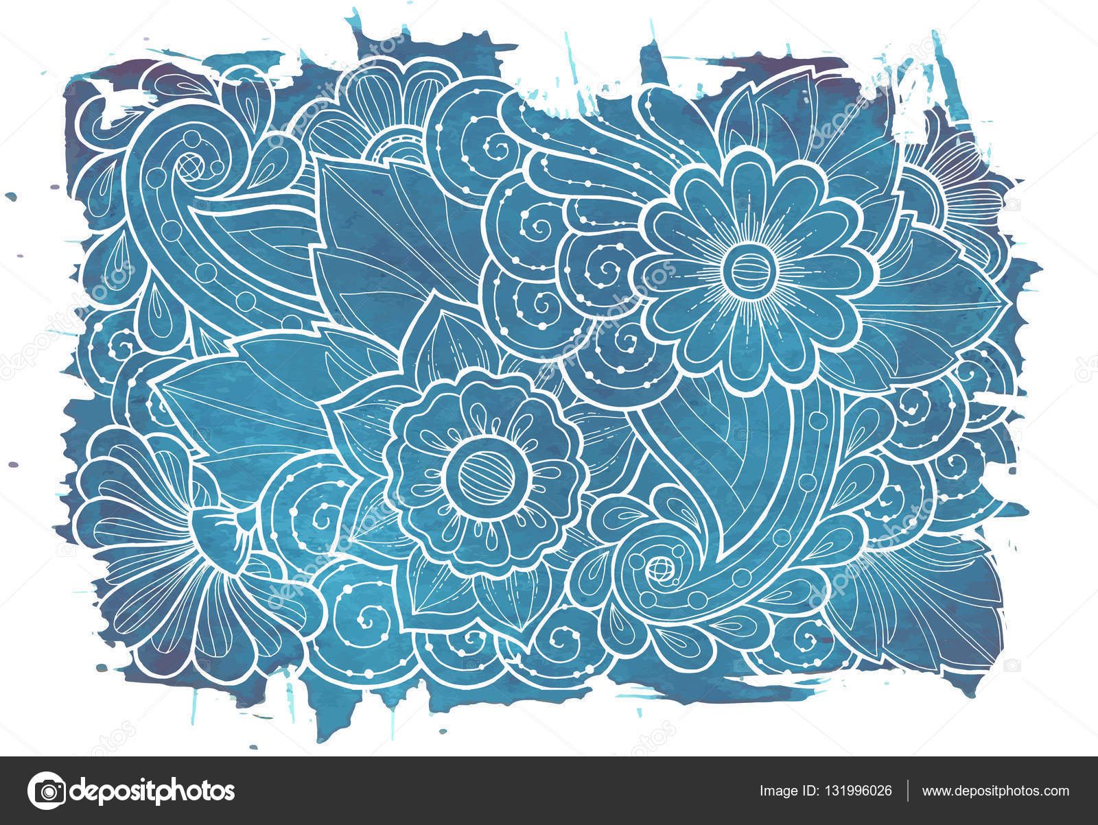 Floral card. Hand drawn artwork with abstract flowers. Background for ...