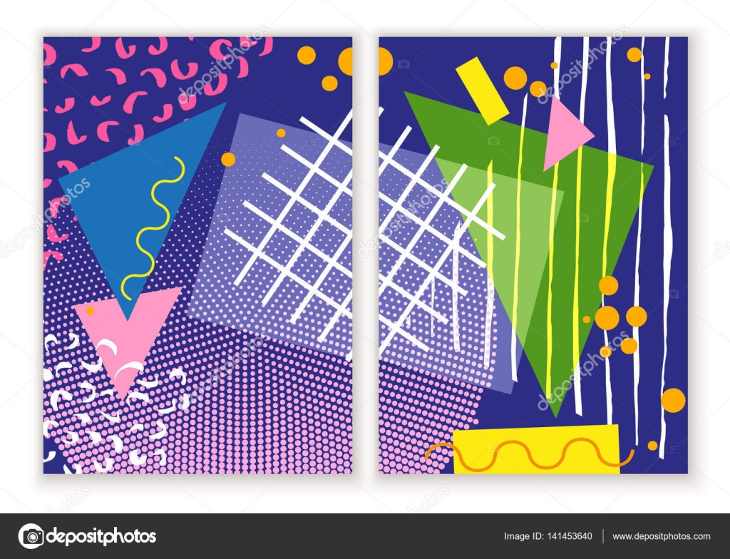 Colorful trendy Neo Memphis geometric poster. Retro style texture ...