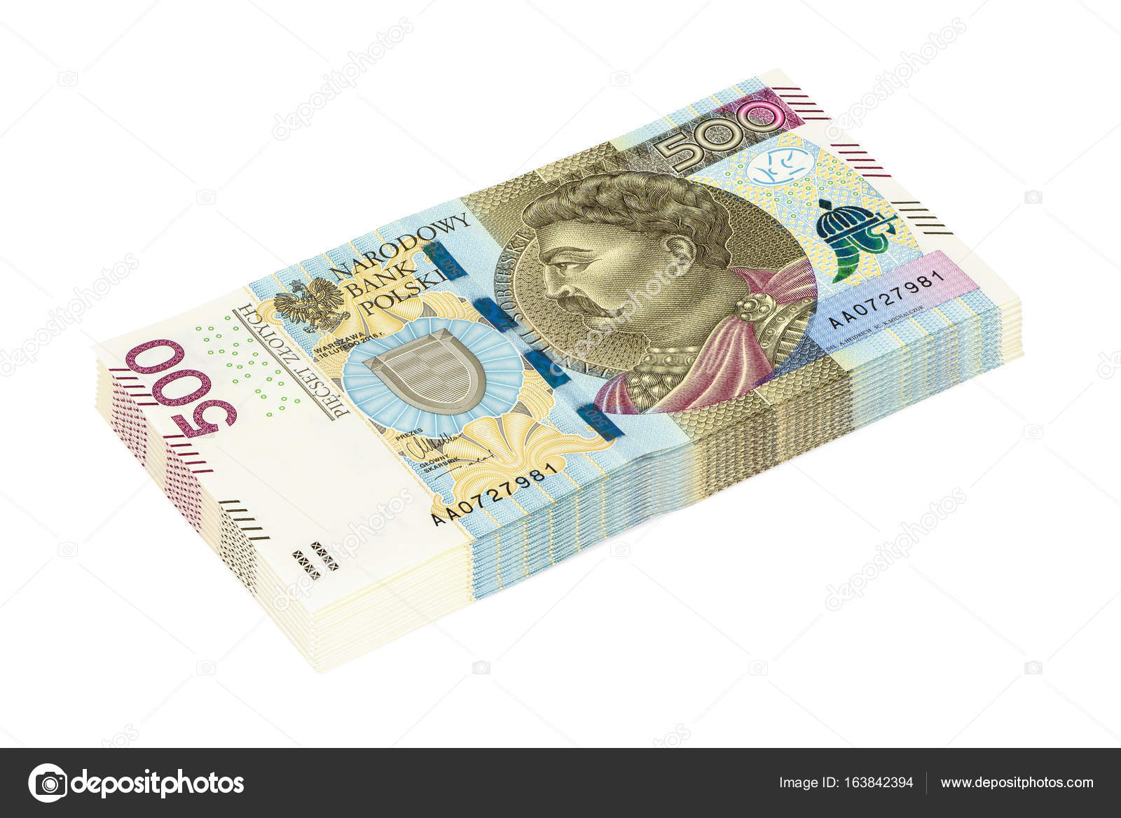 Heap of 500 pln banknotes on white background — Stock Photo © mkos83 ...