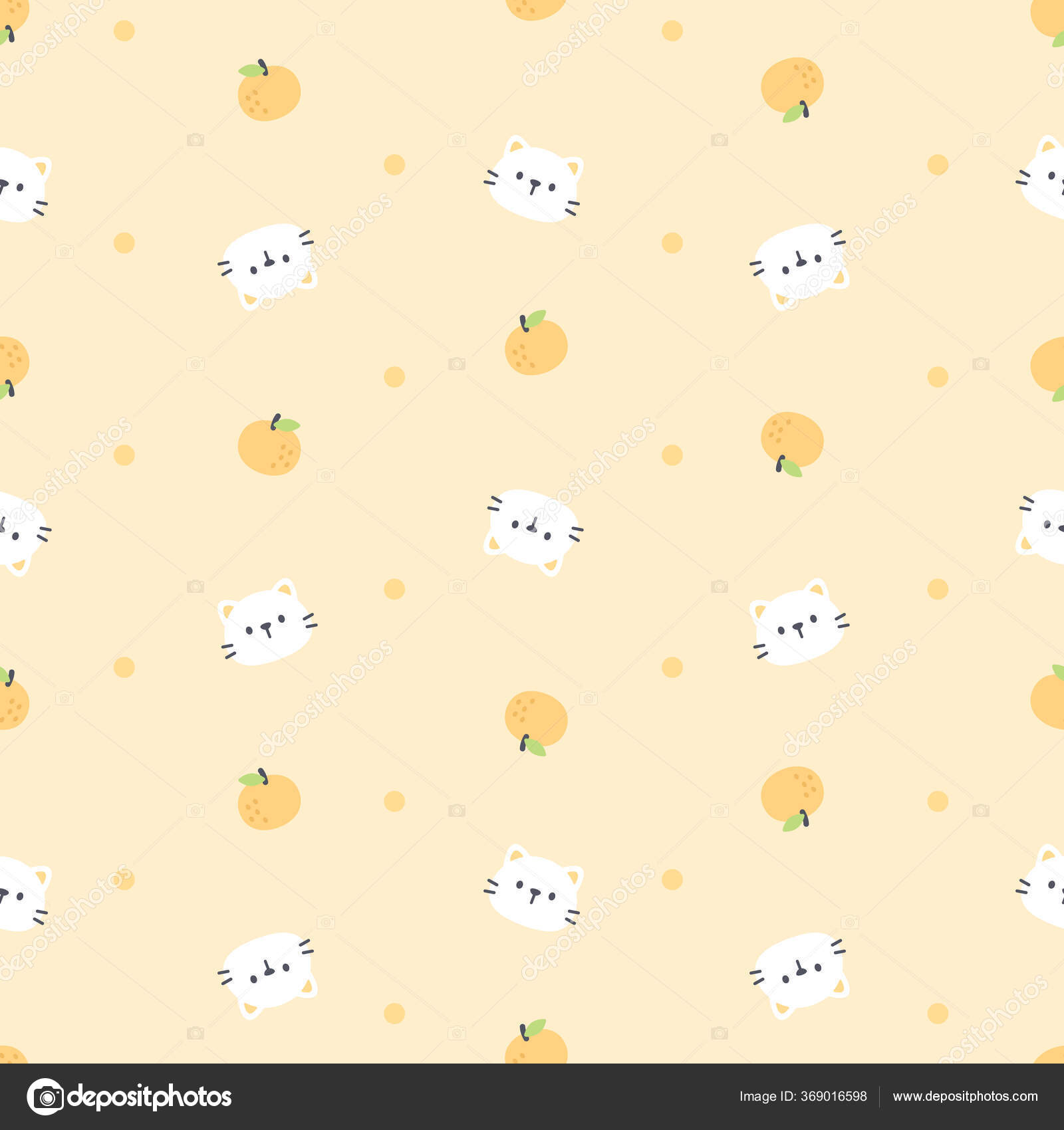 Cute Cat Orange Seamless Background Repeating Pattern Wallpaper ...