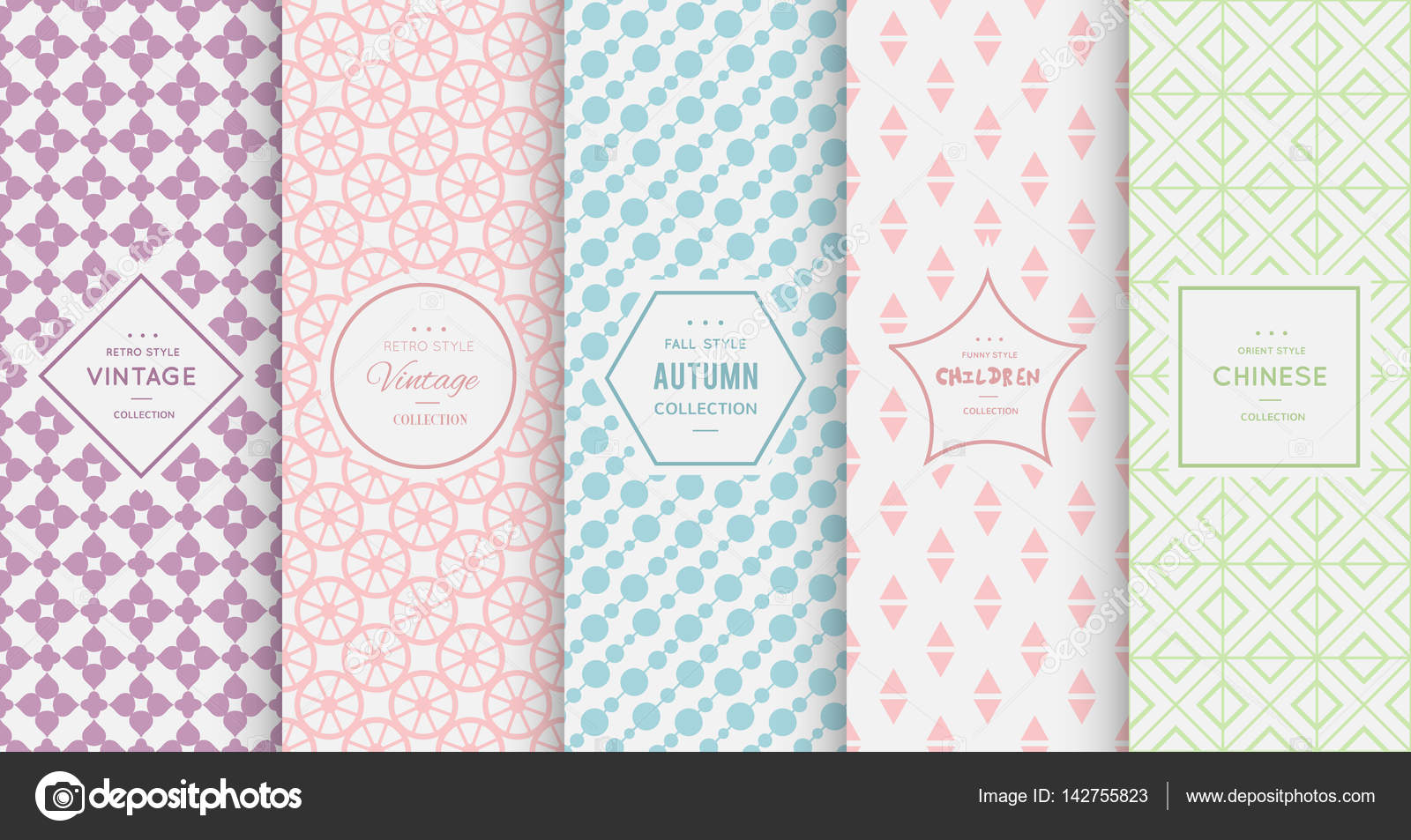 Pastel retro different vector seamless patterns Stock Vector by ©Kannaa ...