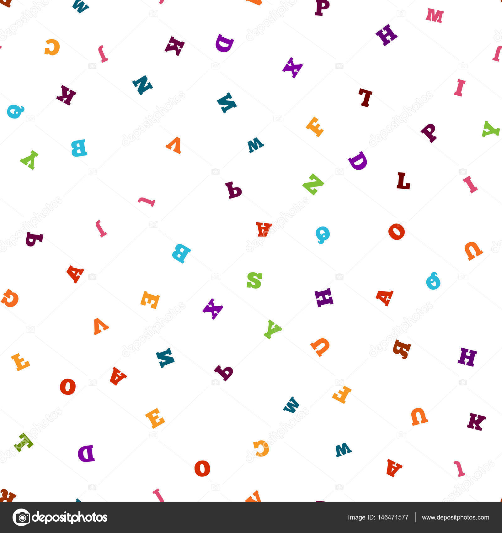 Colorful letter seamless pattern on white background Stock Vector Image ...