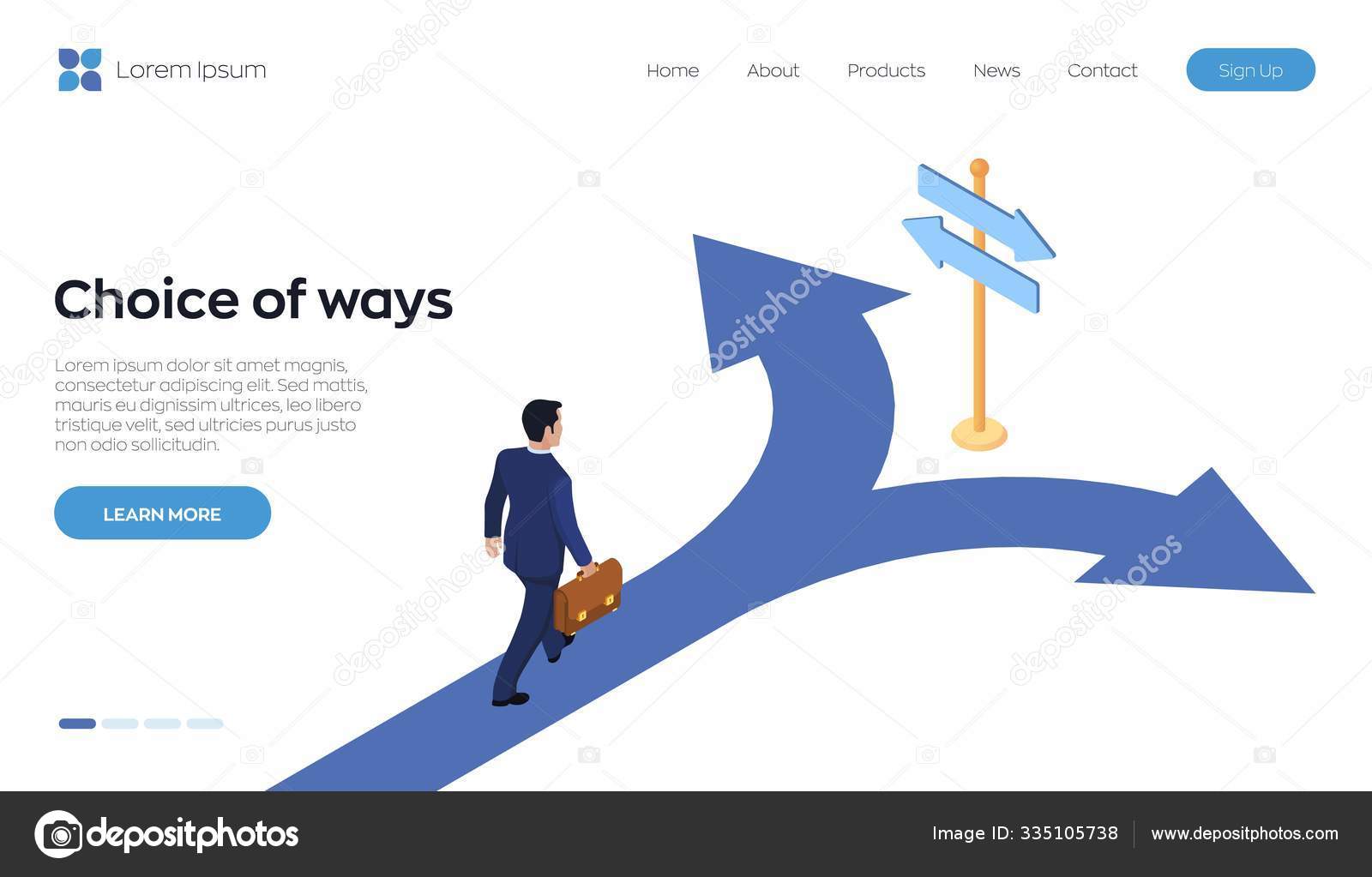 Choice process. Direction choose options, solution, decision. A ...