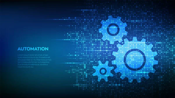 Automation Software Gears Icon Made Binary Code Iot Automation Icons Stock Vector By ©iuriimotov