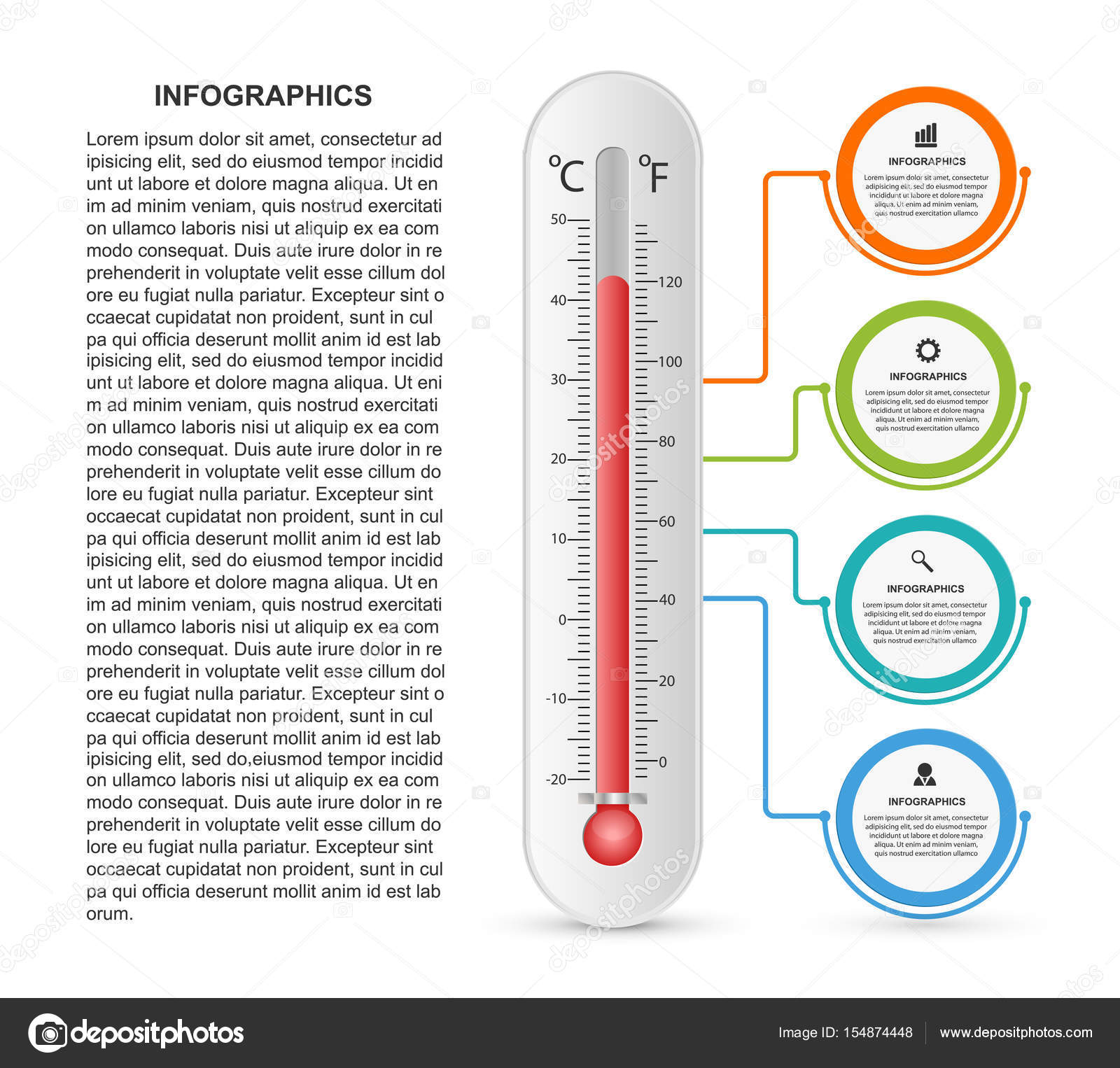 Infographics thermometer design template. Vector illustration. Stock ...