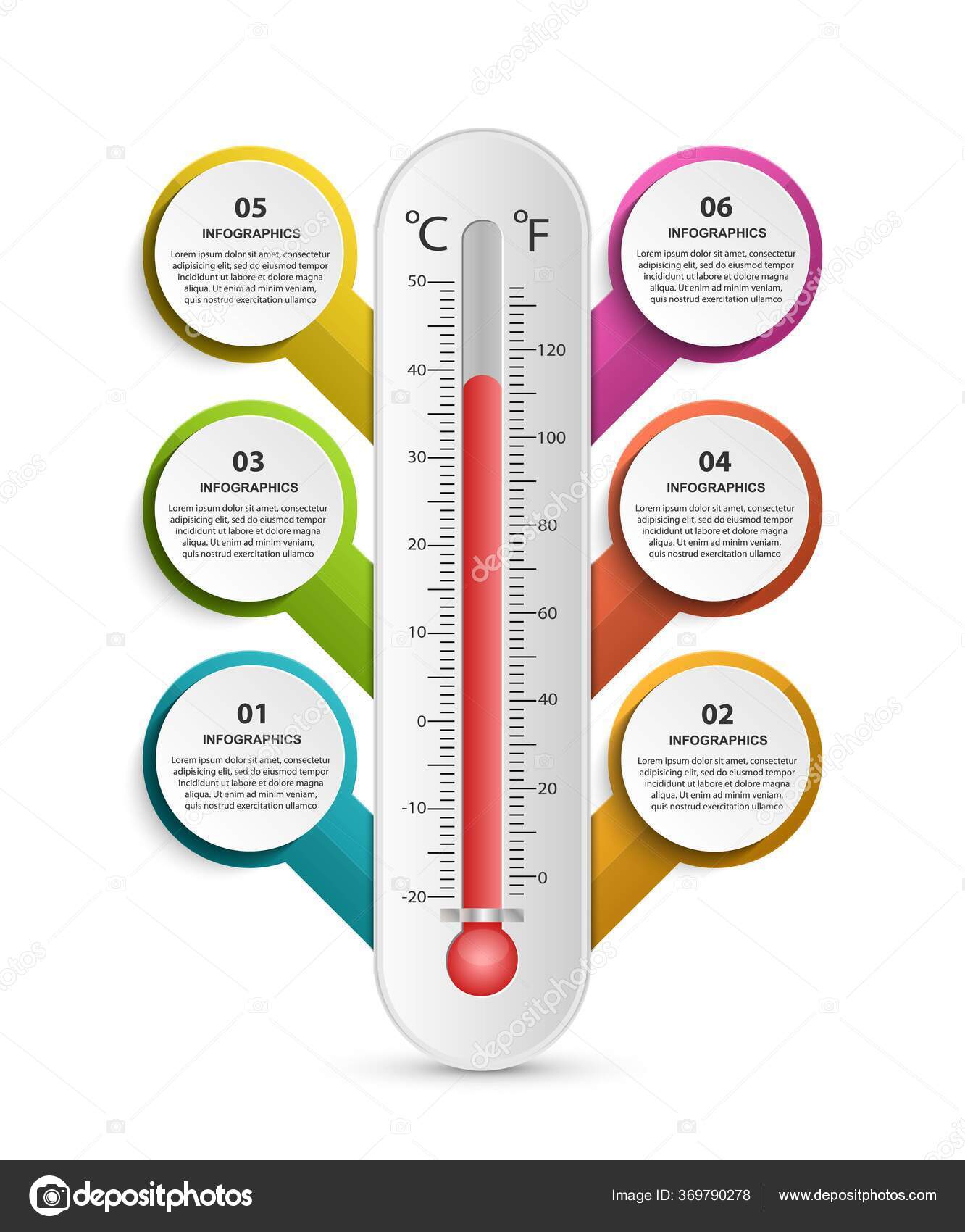 Infographics Thermometer Design Template Vector Illustration Stock ...