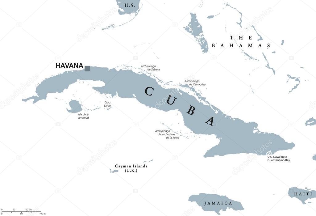 Mapa político de Cuba con capital La Habana 2022