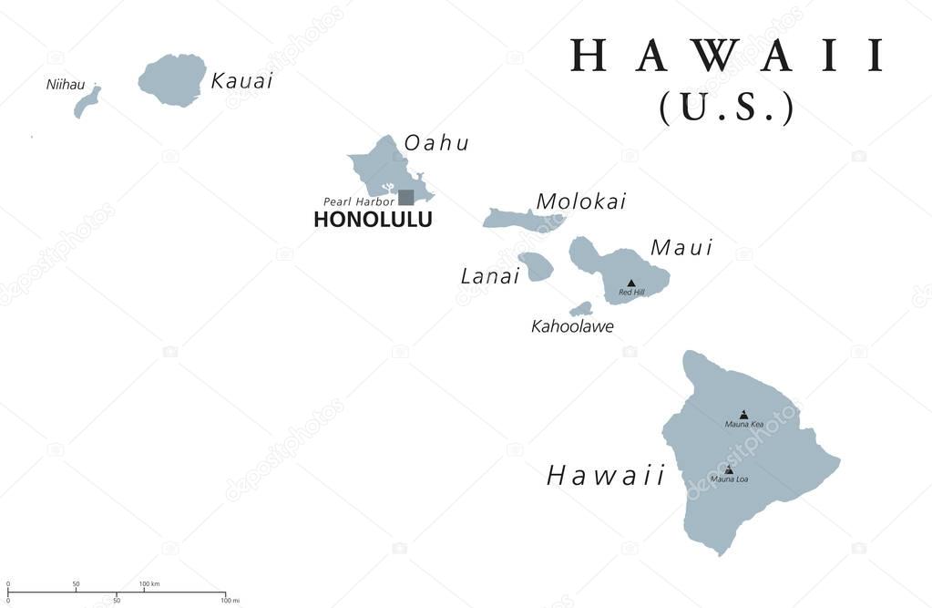 Mapa político de Hawaii 2022