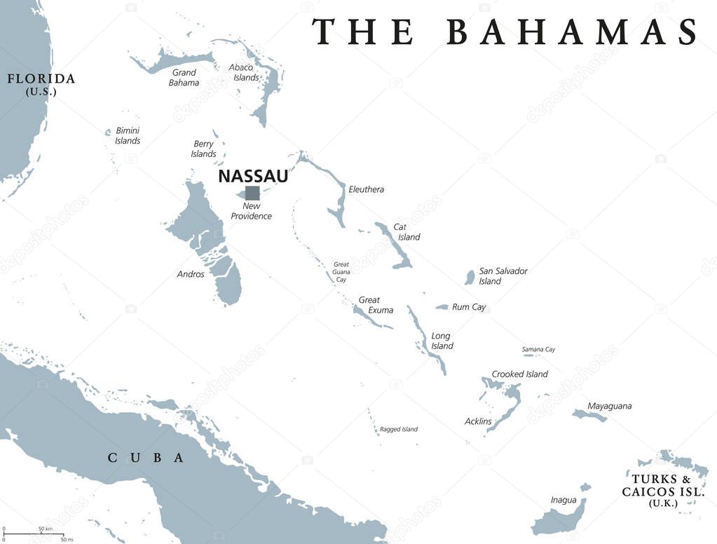 Bahamas political map | The Bahamas political map — Stock Vector ...