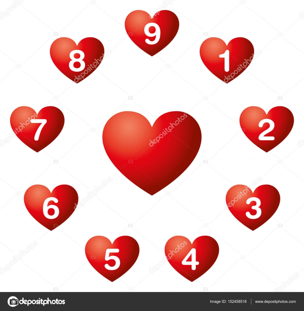 Heart numbers in a circle, numerology Stock Vector by ©Furian 152458518