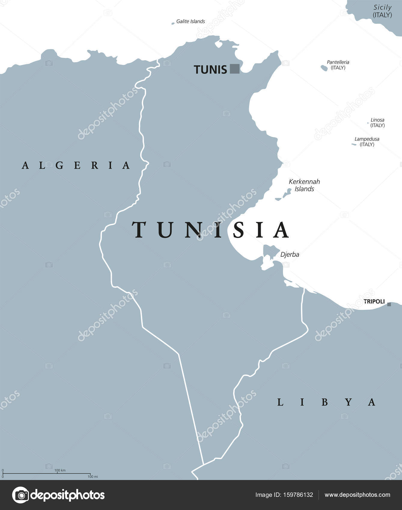 Tunisia political map Stock Vector by ©Furian 159786132
