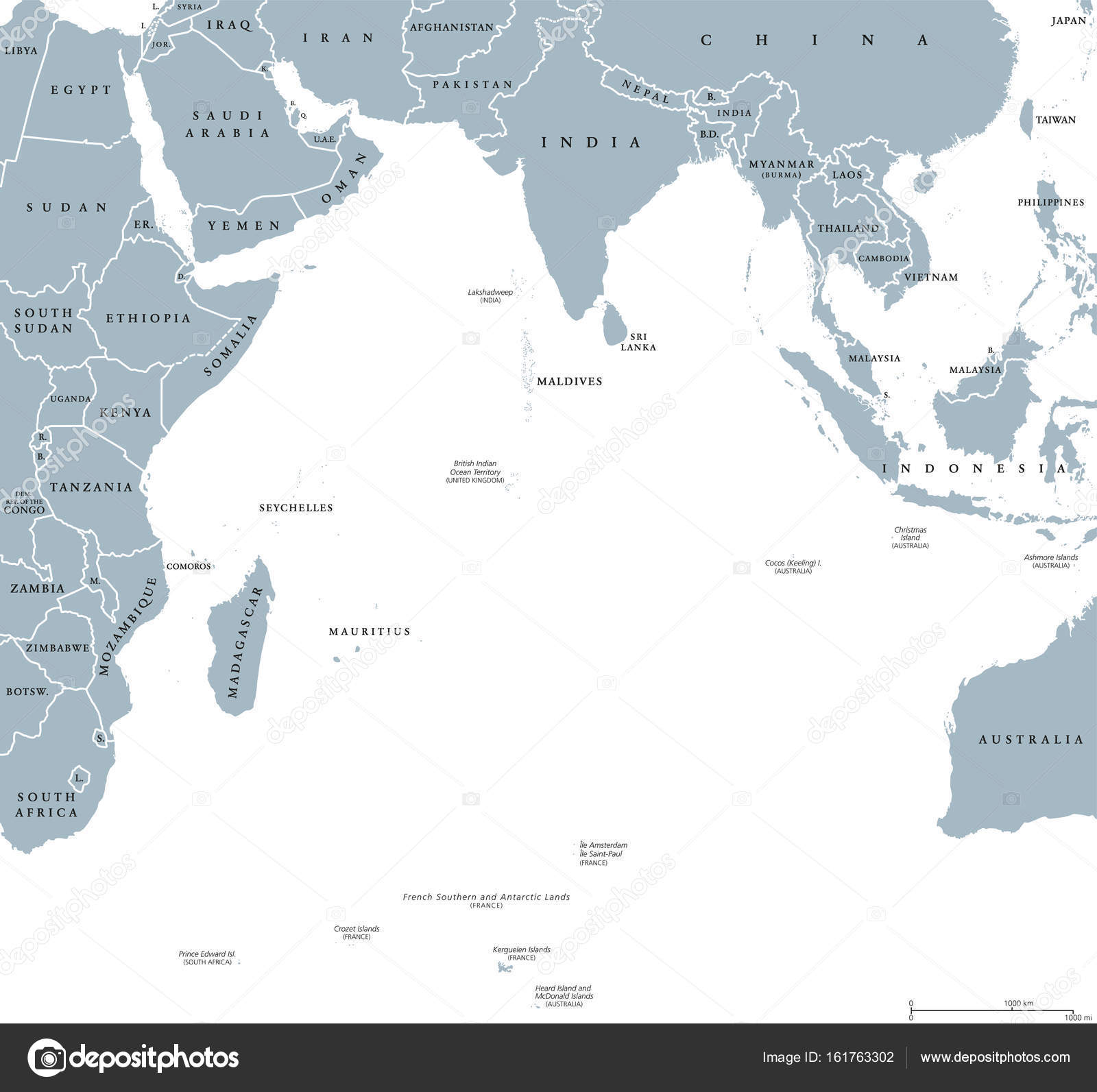 Indian Ocean political map Stock Vector Image by ©Furian #161763302