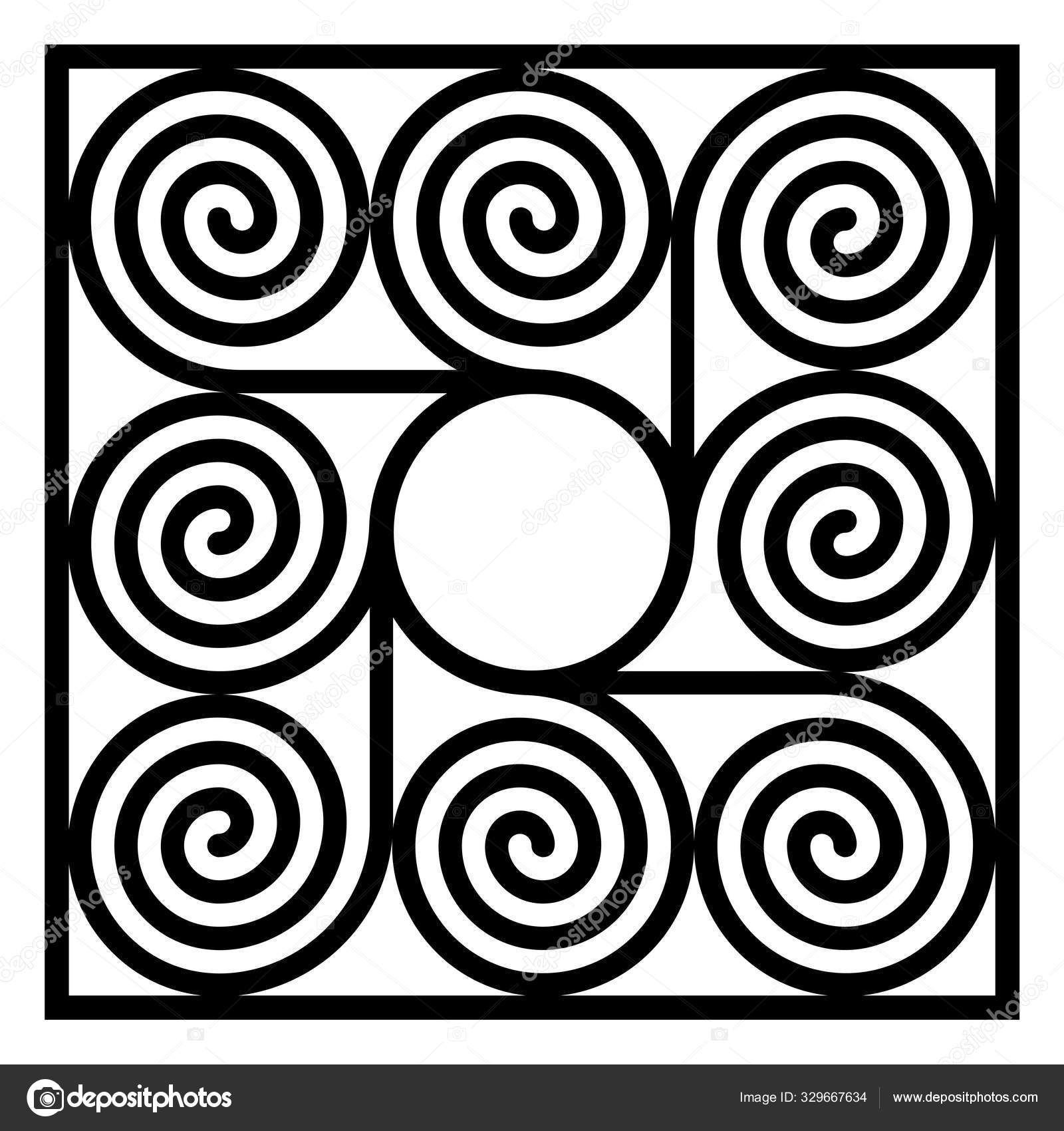 Square shaped tile made of eight spirals around a circle Stock Vector ...