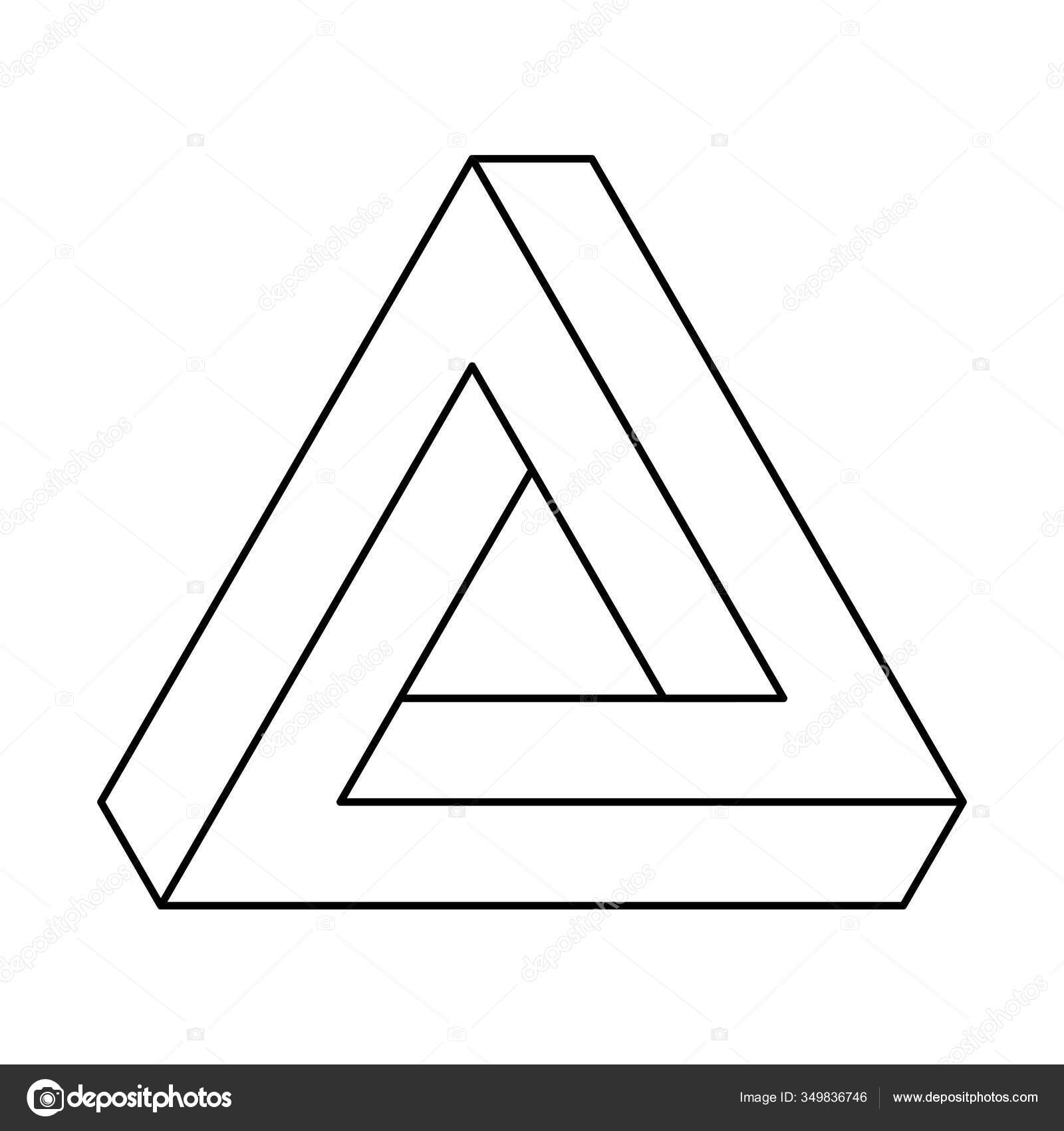 Penrose Triangle Optical Illusion Black Outlines Penrose Tribar ...