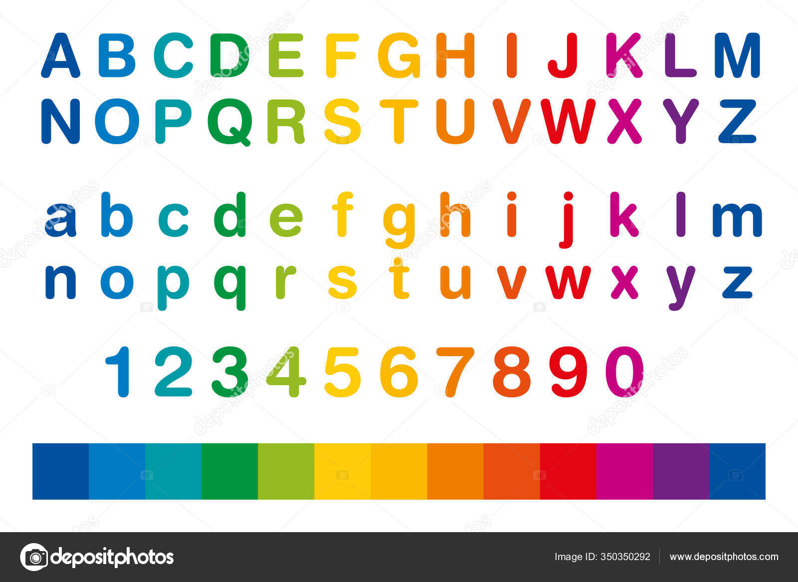 Rainbow Colored Alphabet Numbers Row Standard Set Letters Upper Lower ...