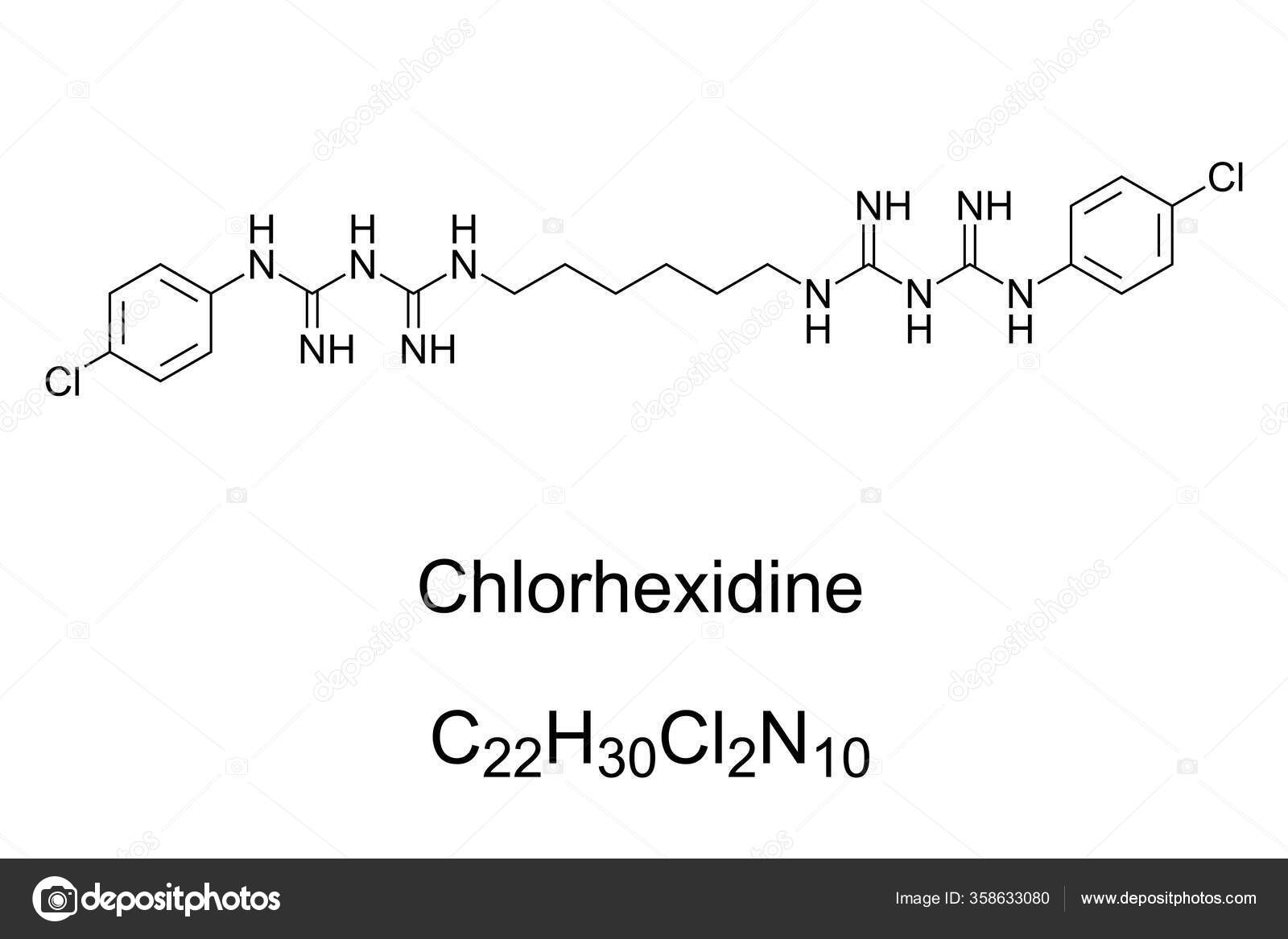 Chlorhexidine Molecule Skeletal Formula Structure Chlorhexidine ...