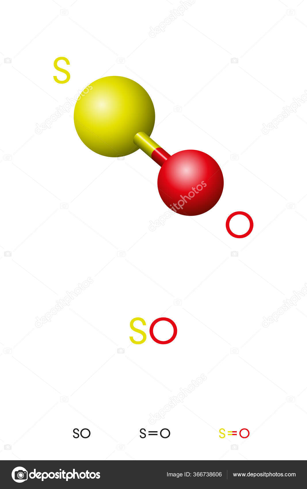 Monóxido Azufre Modelo Molécula Fórmula Química Óxido Azufre Compuesto ...