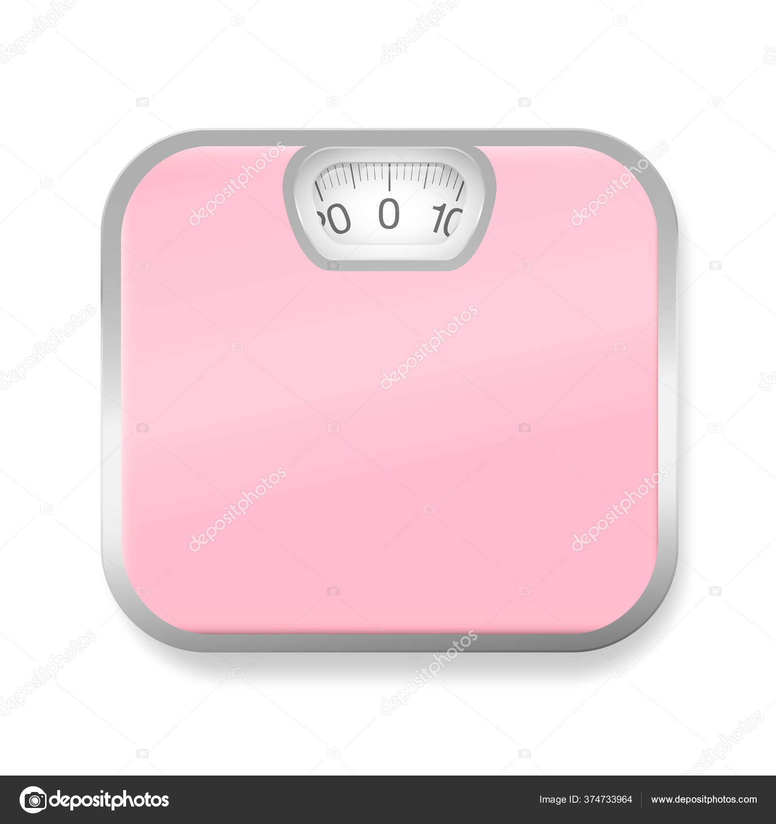 Pink Bathroom Scales Silver Frame Isolated Vector Illustration White ...