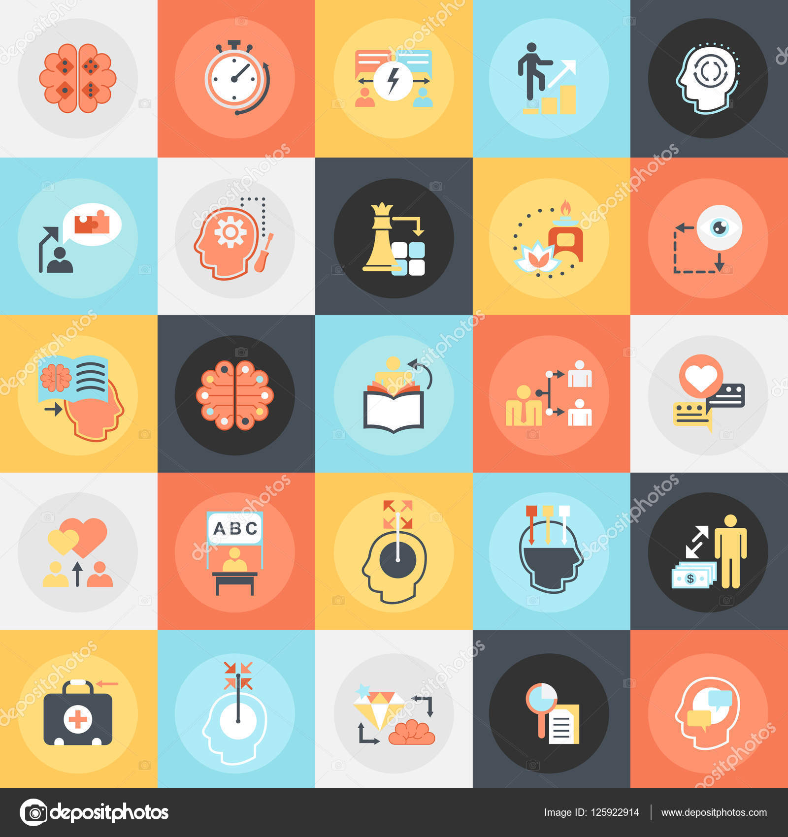 Flat conceptual icons pack of human mind process Stock Vector Image by ...