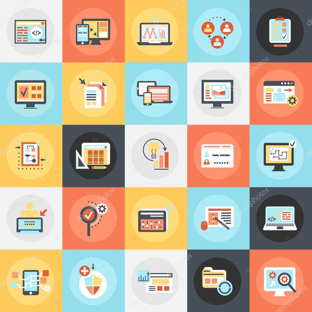 Flat conceptual icons pack of web design and development Stock Vector ...
