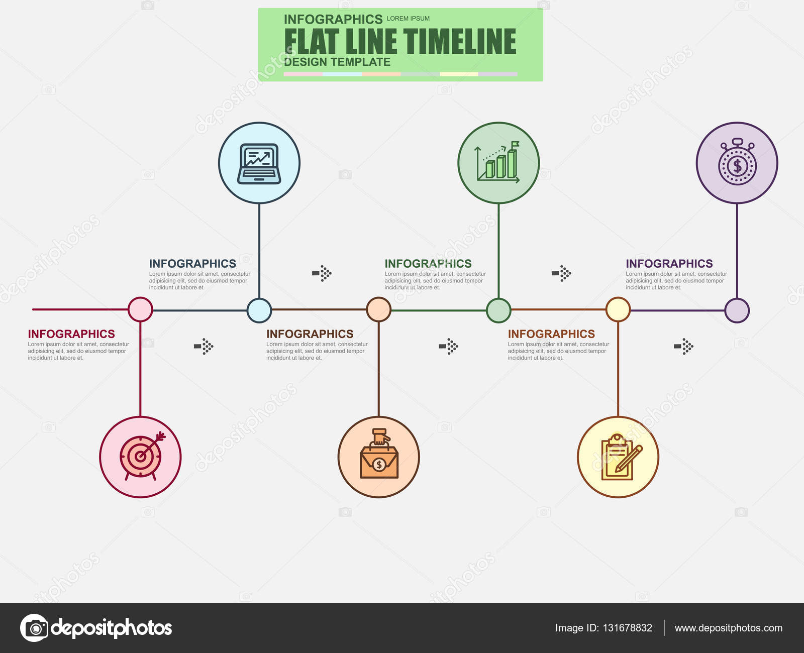 Thin line flat timeline infographic elements vector template — Stock ...