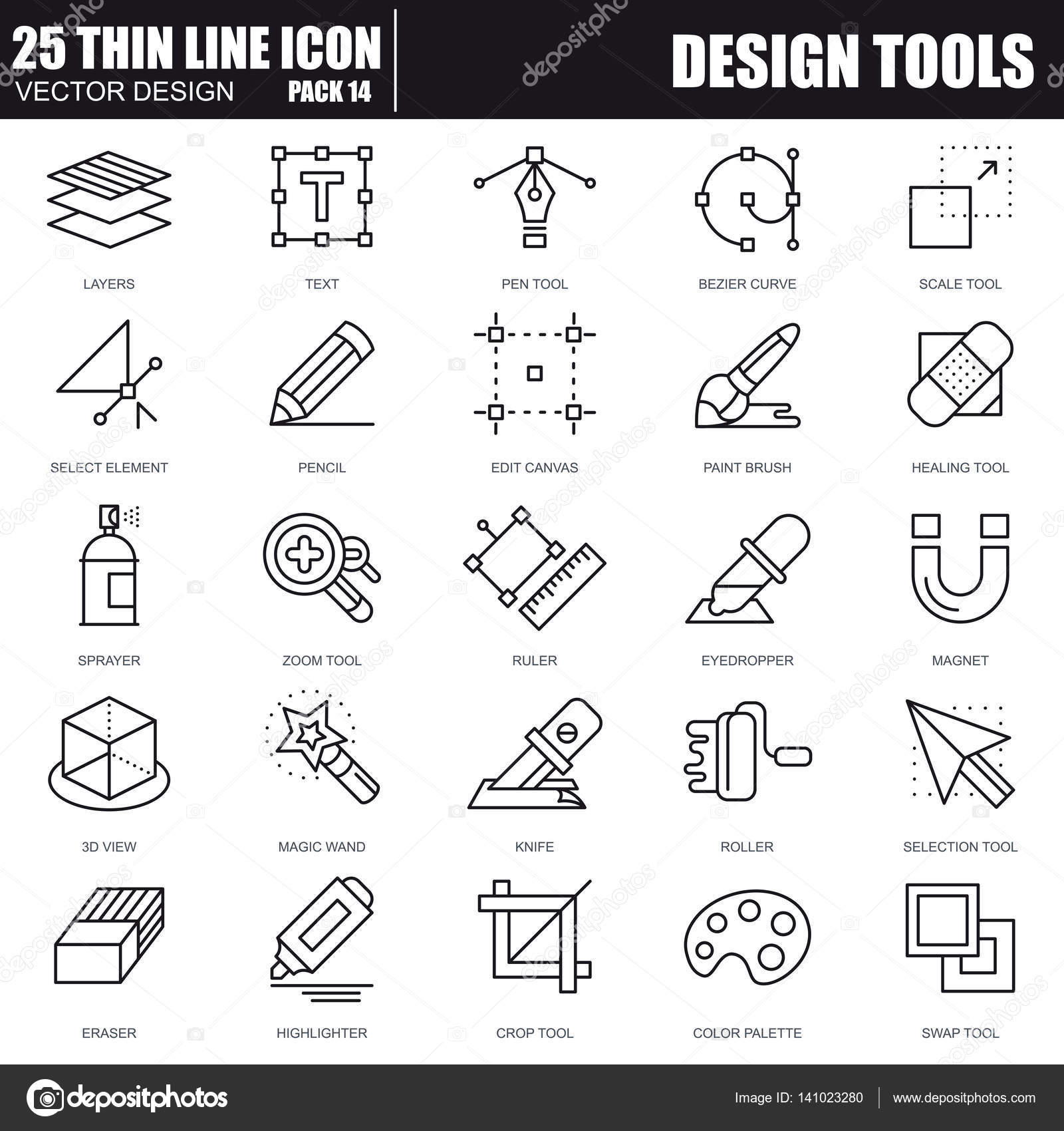 Thin line design tools — Stock Vector © alexdndz #141023280