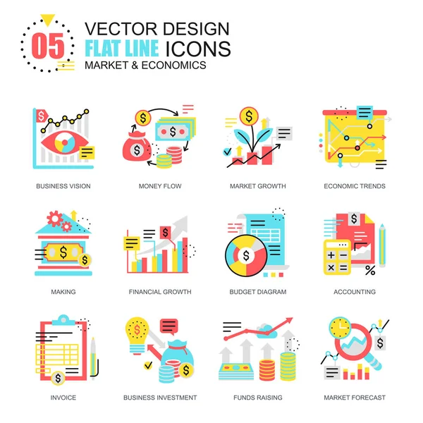 Flat line business and development icons Stock Vector Image by ...