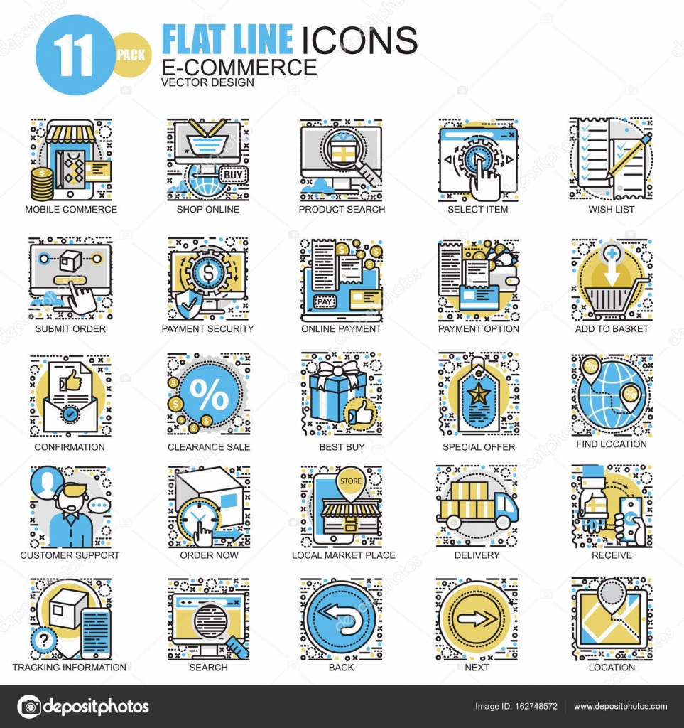 E-commerce flat line icons Stock Vector Image by ©alexdndz #162748572