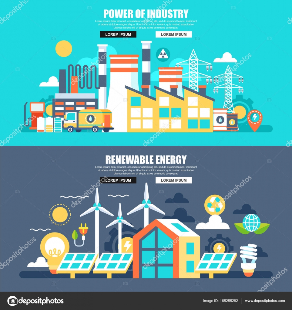 Power industry and renewable energy — Stock Vector © alexdndz #165255282