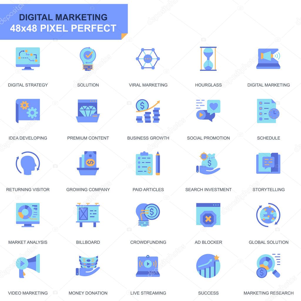 Establezca iconos simples de negocio y de línea de marketing para sitios web y aplicaciones ...