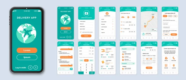 Set of UI, UX, GUI screens Ecology app flat design template for mobile ...