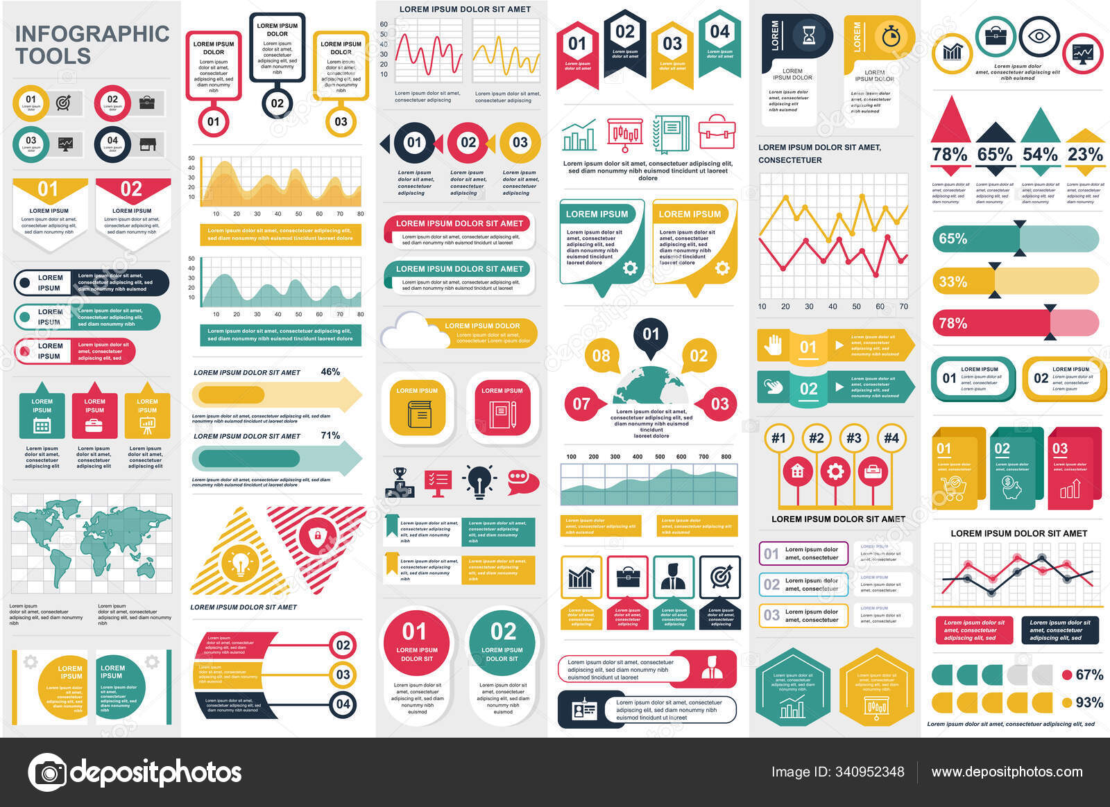 Bundle infographic elements data visualization vector design template ...