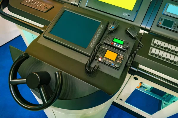 Navigation. The bridge on the ship. The place of management of the ship ...