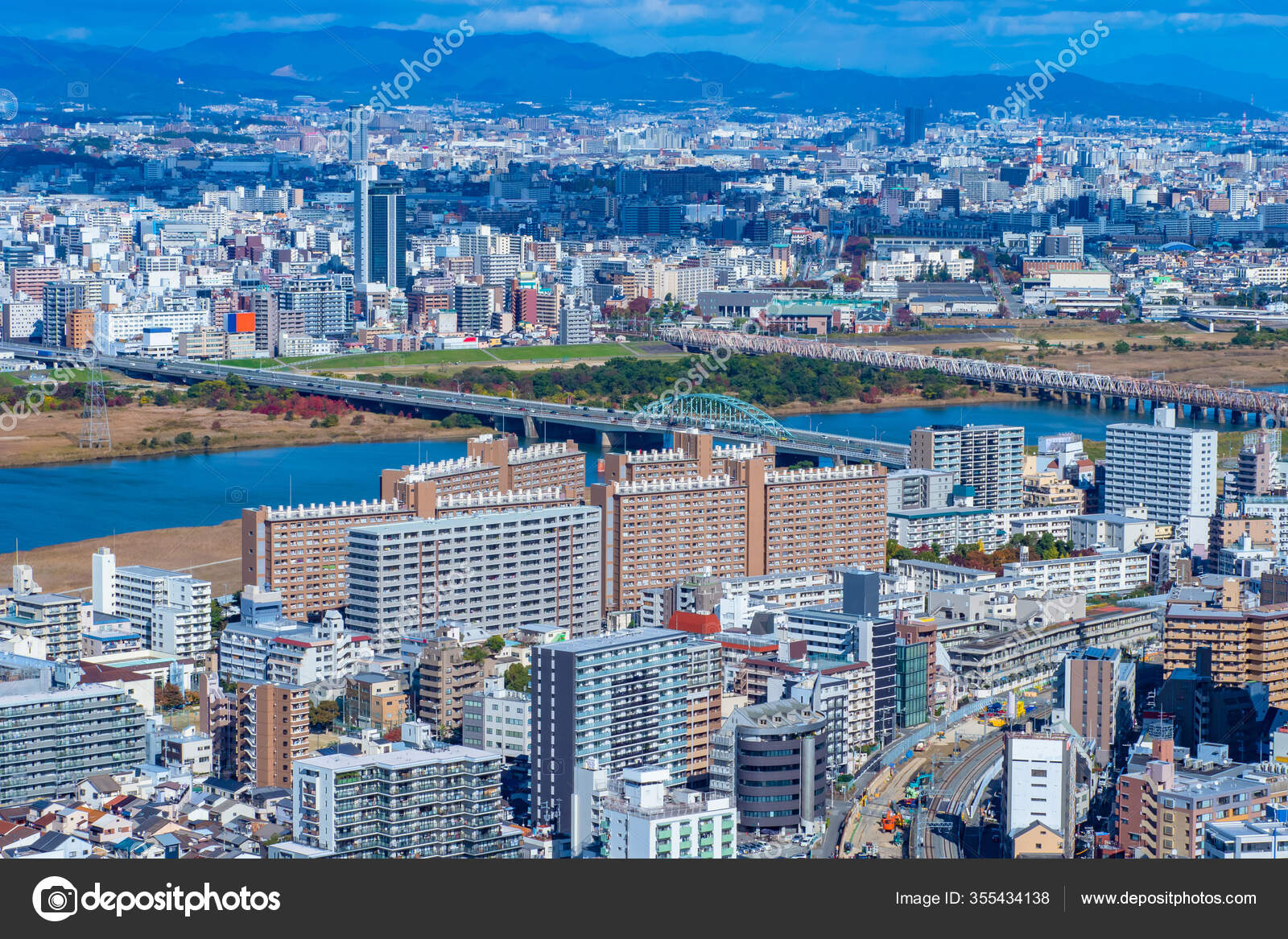 Japan Osaka Panorama City Osaka Aerial View View Japanese City — Stock ...