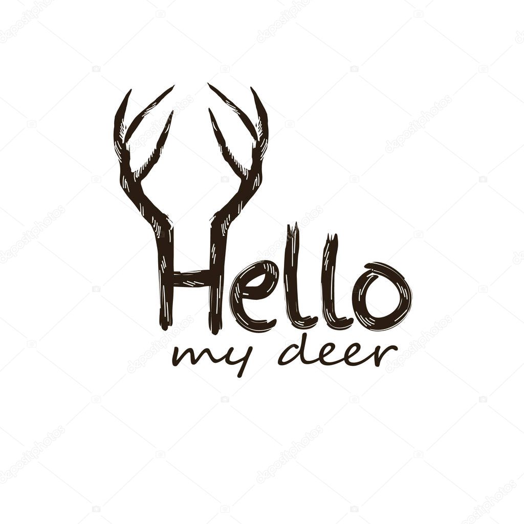 Hello my deer with deer horns. Design for t-shirt Stock Vector Image by ...