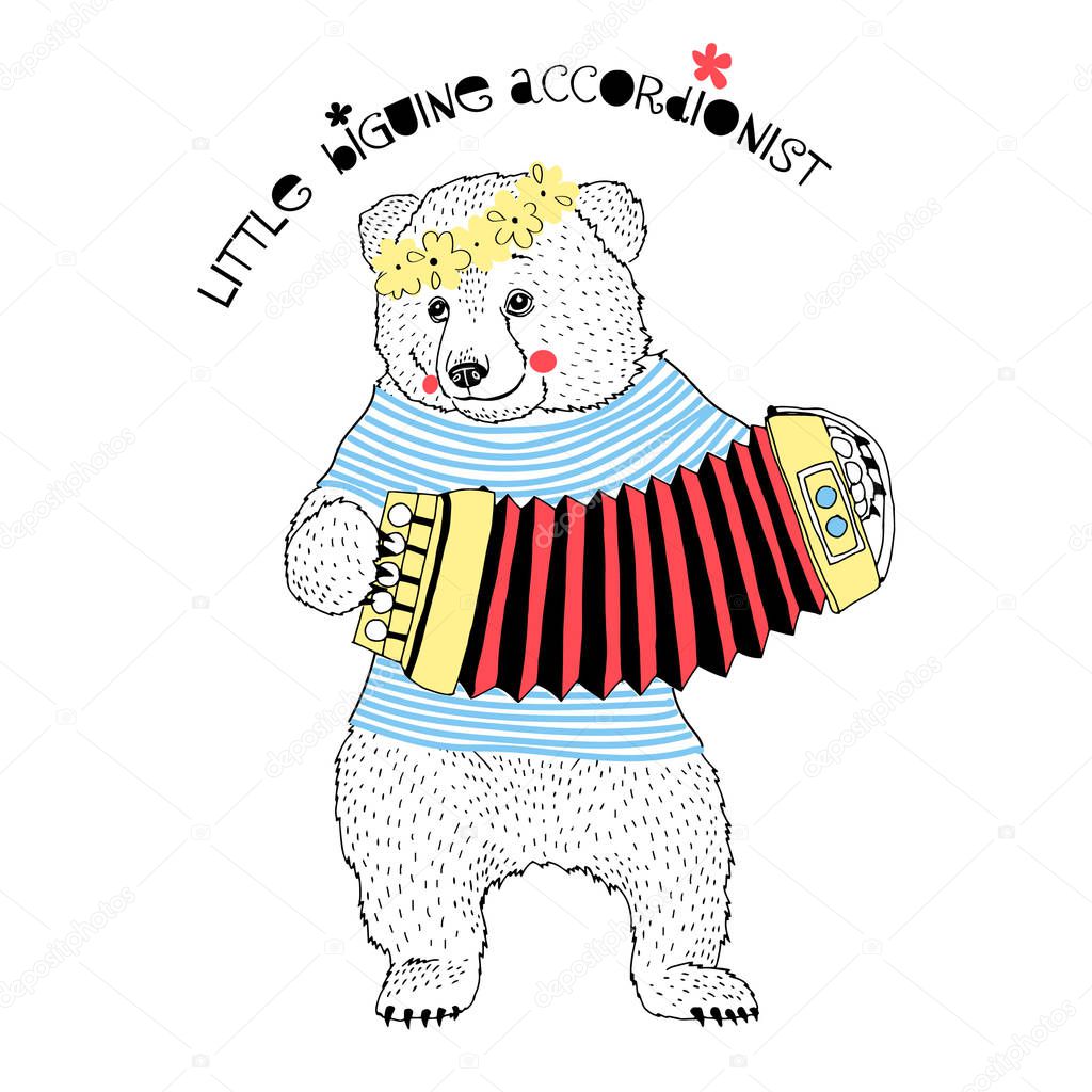 Lindo oso pequeño tocando acordeón Vector de stock por ©olga.angelloz ...