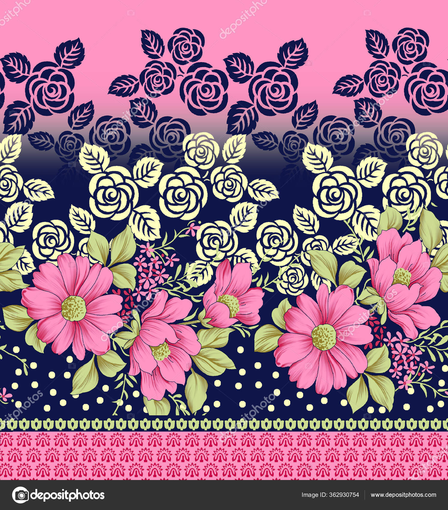 Floral Flower Border Design Background — Stock Photo ...